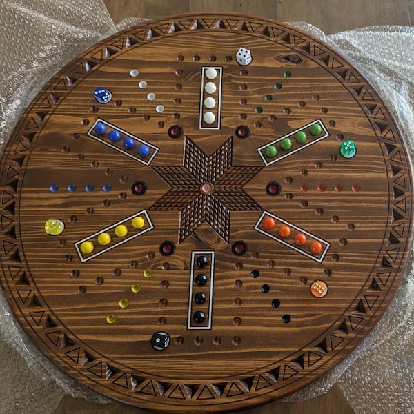 Heirloom Aggravation Board Game- Lakota Star Quilt, Wahoo and Carbles ...