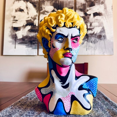 Street Art David Bust,yellow Italian Modern Handmade Statue,graffiti ...