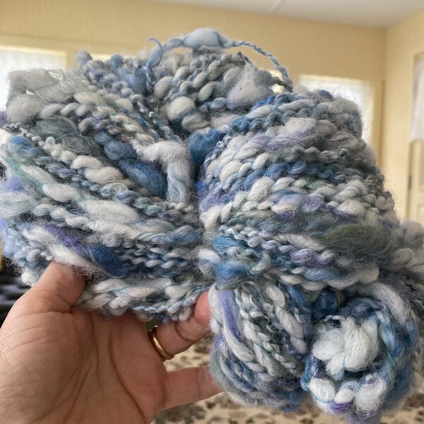 Handspun Indigo Dyed Yarn Kid Mohair Locks INDIGO 90 Yds Apprx 6oz Ea ...