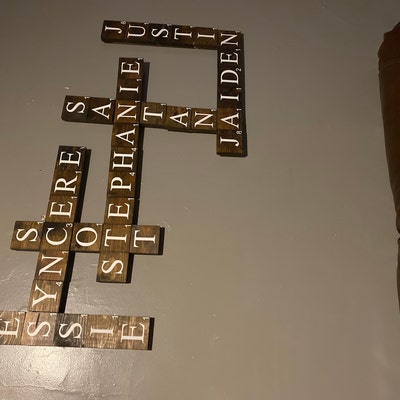 Personalized Wooden Scrabble Family Name Tiles Wall Decor connected or ...