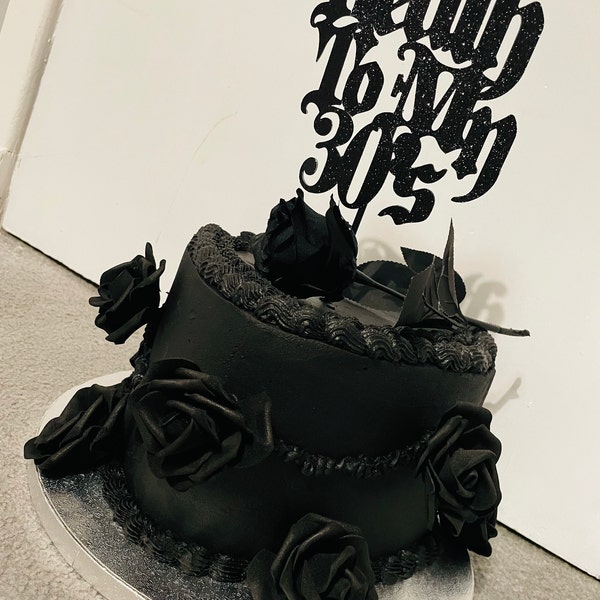Custom Gothic Birthday Cake Topper - Goth Birthday Cake Topper, Glitter ...