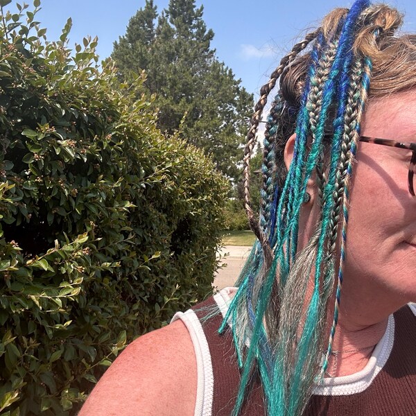 Custom Dreads Mixed Bright Dreadlock Extensions Braids and Wrapped ...