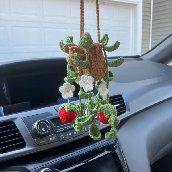 Crochet Car Air Freshener Diffuser, Handmade Plant Car Hanging With ...
