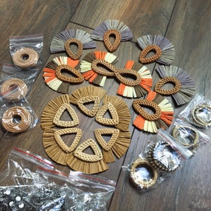 Handwoven Rattan With Raffia Tassels Charms Triangle Shaped - Etsy