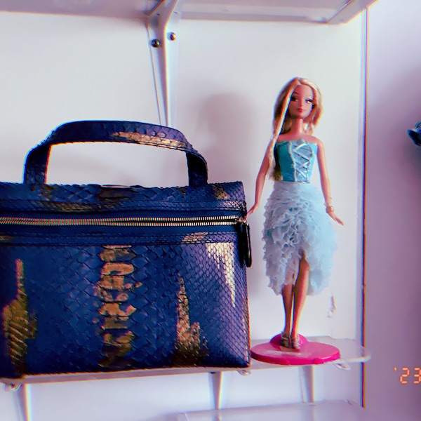 Gray Genuine Python Top Handle Bag, Real Snake Skin, Natural Python ...