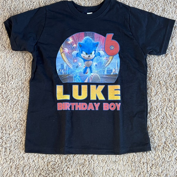 Sonic the Hedgehog Birthday T-shirt, Custom Personalized Boy Girl ...