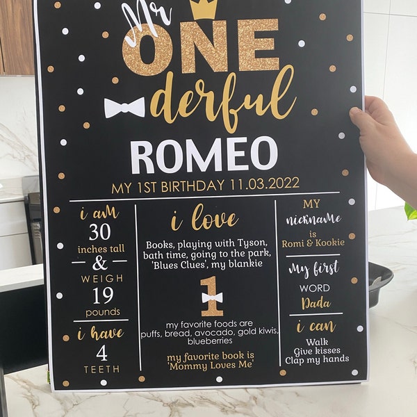 Mr. Onederful Birthday Poster: Editable Milestone Sign (digital ...