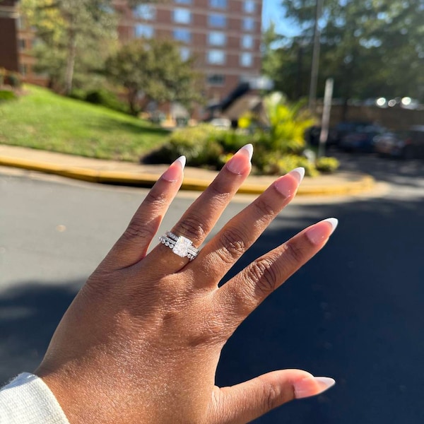 Beautiful Radiant Cut Engagement Ring. Half Eternity Band. 2.5 Ctw ...