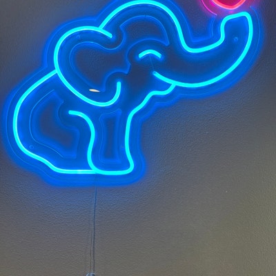 Elephant Neon Sign, Cute Baby Elephant Light Sign, Animal Baby Led Neon ...