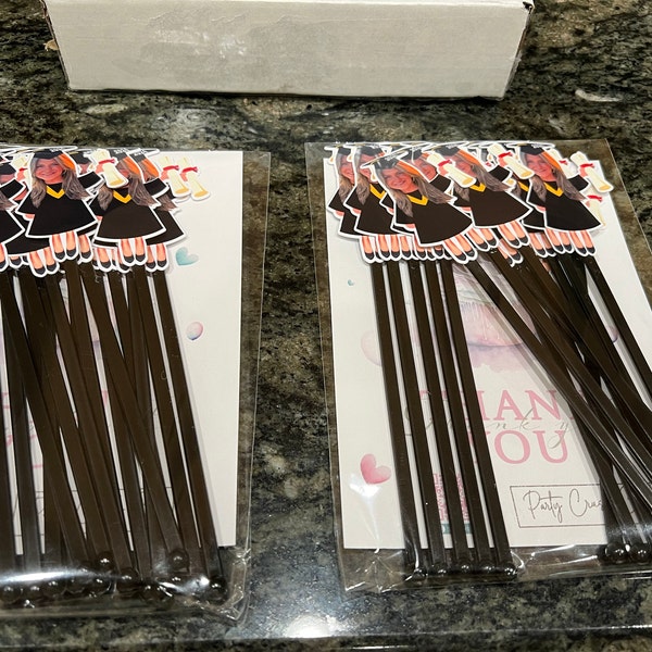 Custom Face Photo Graduation Drink Stirrer Party Decoration Favor Class ...