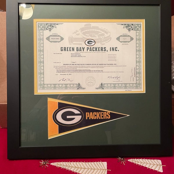 Green Bay Packers Custom Picture Frame to Fit Packers Stock Certificate ...
