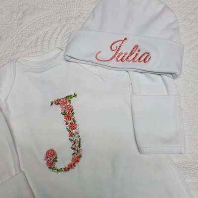 Machine Embroidery LETTER J Uppercase 97mm / 3.85 Tall Dainty Floral ...