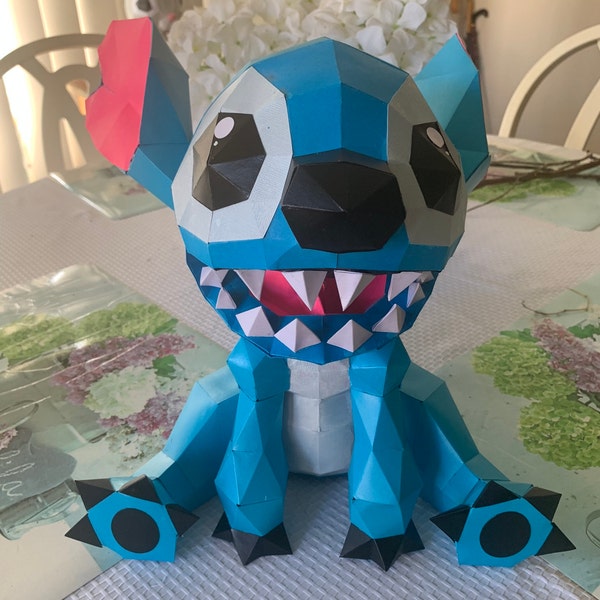 Papercraft Stitch PDF SVG Template for Cricut Projects - Stitch Low ...