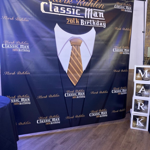 Classic Man Birthday Backdrop, Classic Man Step and Repeat Backdrop ...