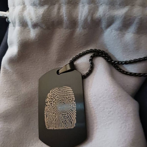Personalized Fingerprint Dog Tag W/ Two Name - Laser Engraved ...