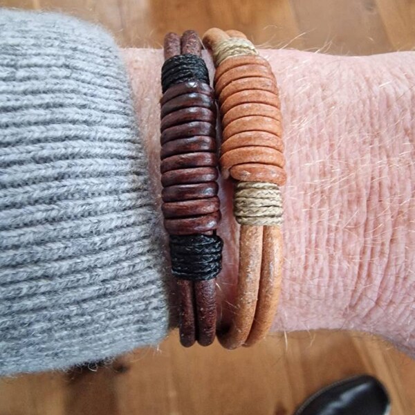 Rustic Natural Leather Bracelet, Rustic Bracelet, Custom Handmade ...