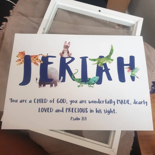 Personalised Bible Verse Name Print, Christian Nursery Name Art ...