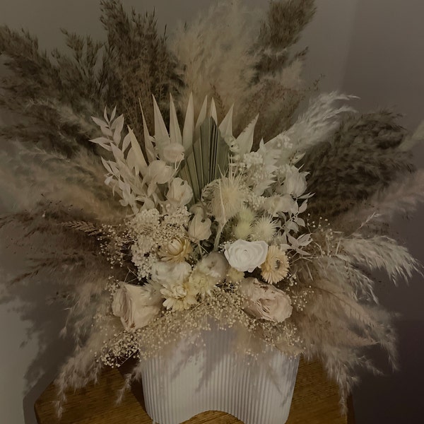 Dried Pampas Grass & Dust Rose Bridal Bouquet - Etsy