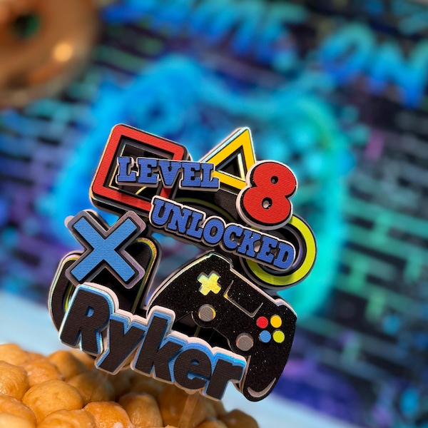 Gamer Cake Topper,level up Birthday,controller Party,gamer Birthday ...