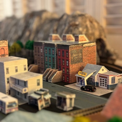 Paper Model Cardstock Buildings Downtown Apartments With Shops ...