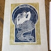 Vampire Squid Lino Block Print - Etsy