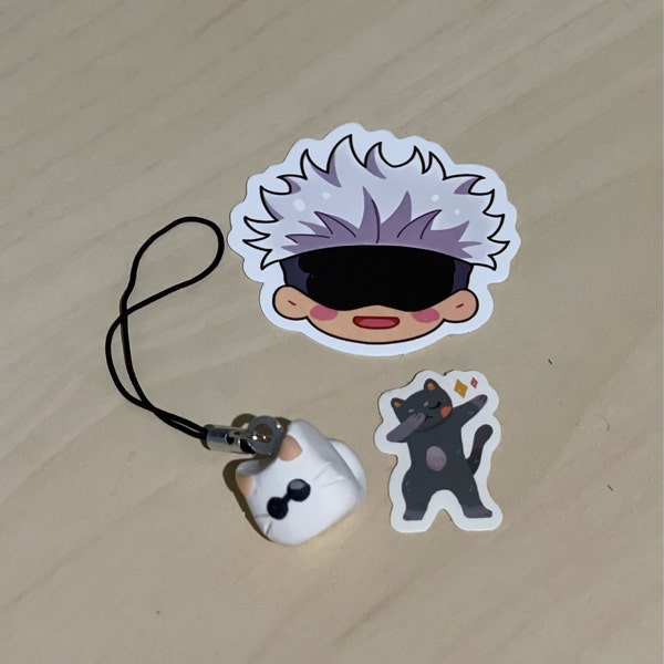 Jujutsu Kaisen Cat Charm and Keychain | Gojo, Geto, Nanami, Sukuna ...