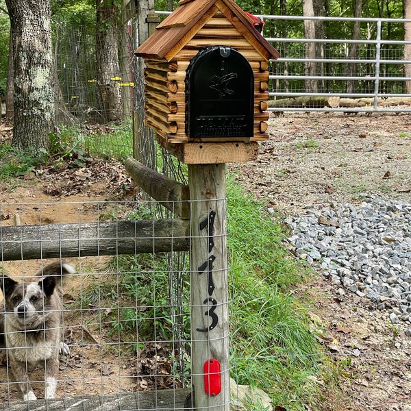 Wooden Mailbox With Cedar Shake Roof and Stone Chimney | Metal Mailbox ...