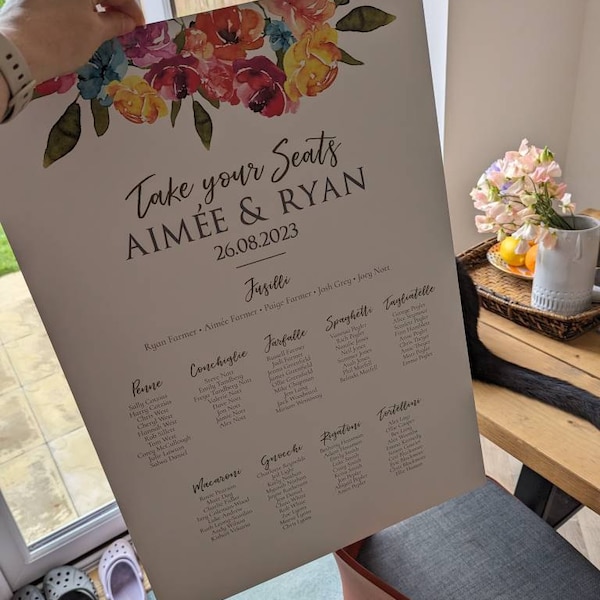 Personalised Wedding Table Plan: Elegant Seating Chart Sign - Etsy