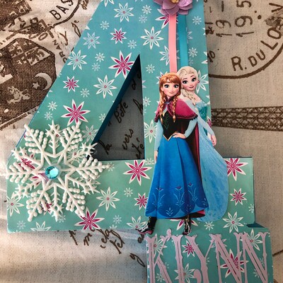 Frozen Anna Elsa Birthday Number, Centerpiece Number, Frozen Decoration ...