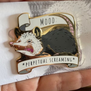 Mood Possum Hard Enamel Pin Perpetual Screaming Opossum Funny Pin With ...