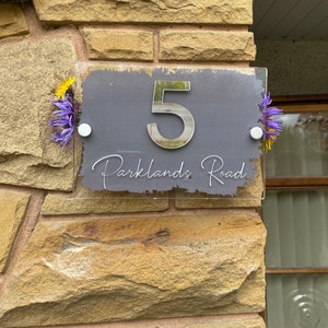 Contemporary Acrylic House Sign 19cm X 12cm Rusty Metal | Etsy