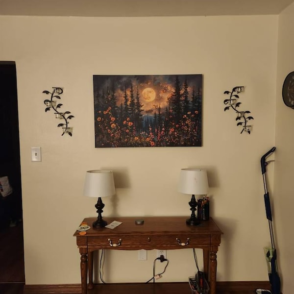Full Moon Pine Tree Forest Canvas Painting, Moonlit Forest Canvas ...