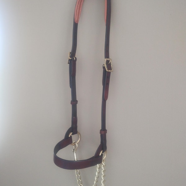 Noseband With Chain Lazypony, Handcrafted Cavesson With Chain, Metal ...