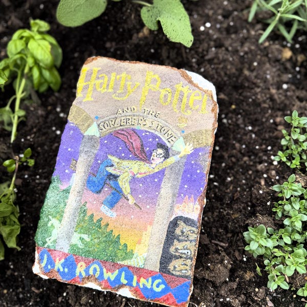 1 Garden Brick Book Cover Painted to Look Like Your Favorite Books for ...