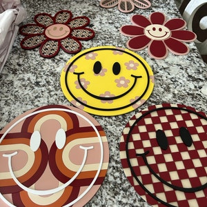 Smiley Face Flower Sign Happy Face Hippie Sign Boho Decor - Etsy