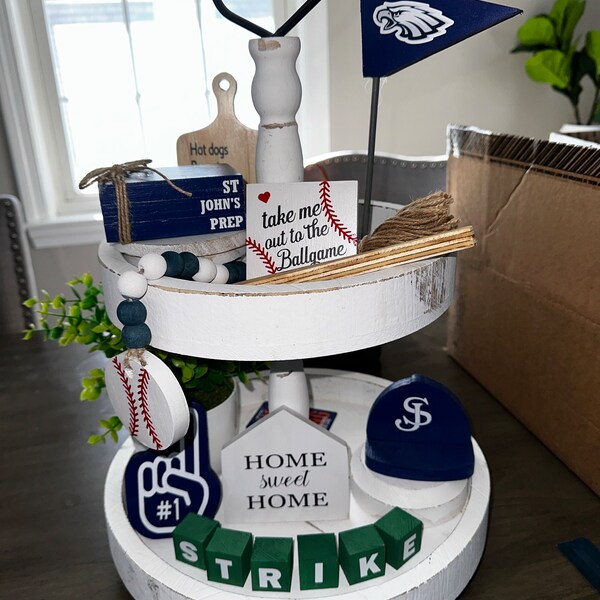 Baseball Tiered Tray Decor 10 Pc Set/ Baseball Shelf Sitter Decor/your ...