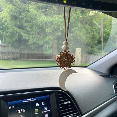 Essential Oil Car Clay Diffuser Moon and Sun Hanging - Etsy