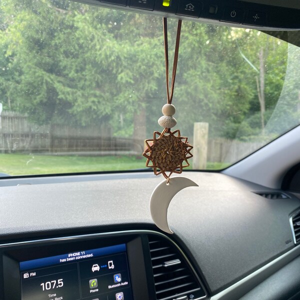 Essential Oil Car Clay Diffuser, Moon and Sun Hanging Accessory, Oil ...