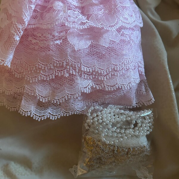 Light Pink Ruffled Lace, 3 Inch Lace, 3 Tier Lace Trim, Clothing ...