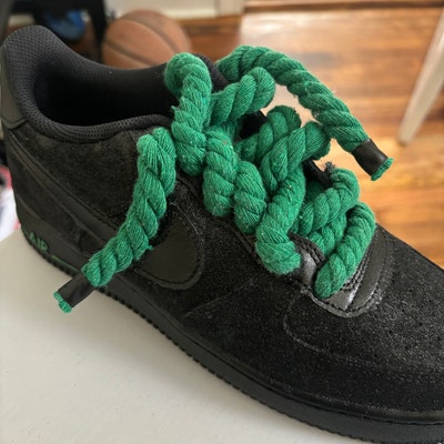 Custom Black Glitter Af1 With Red Bottoms and Black Rope Laces - Etsy