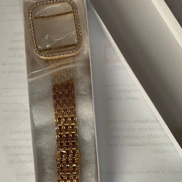 Iced Out Gold Apple Watch Band Stainless Steel Swarovski Crystals for ...