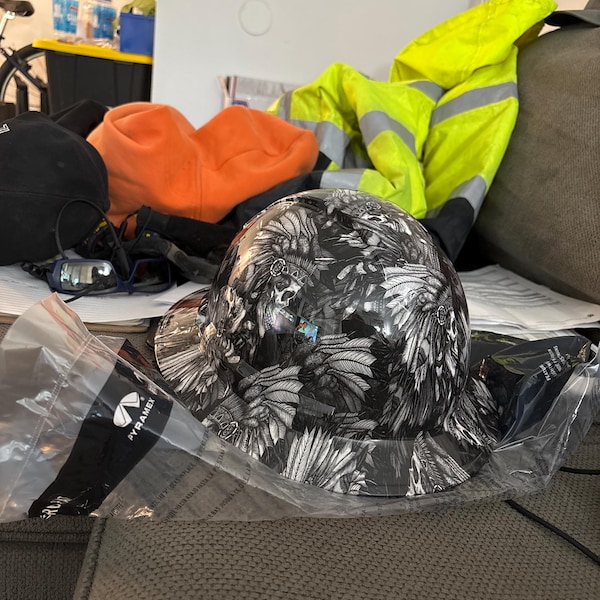 Full Brim Hydro Dipped Custom Hard Hat in Big Bad Boss Man Killer ...