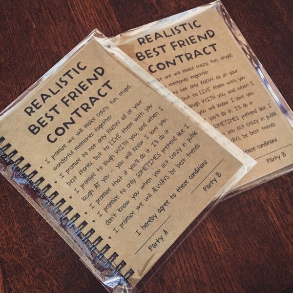 Realistic Best Friend Contract - 5 X 7 Journal - Etsy