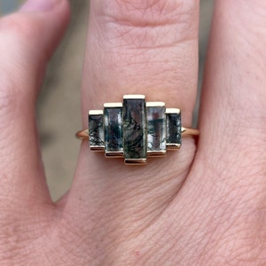 Moss Agate & Diamond Engagement Ring Unique Mossy Ring - Etsy