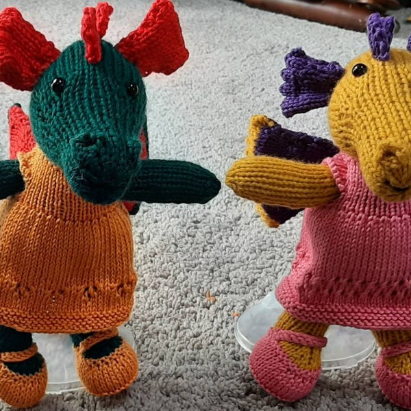Toy Knitting Pattern for a Dragon Boy Wearing a Top Down Jumper and ...