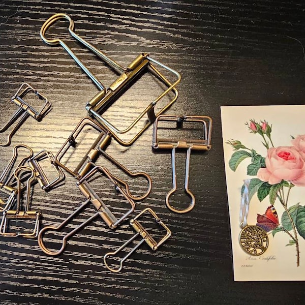 Vintage Bronze Skeleton Paper Clips, 3 Sizes - Hollow Wire Binder Paper ...