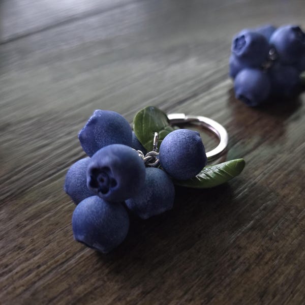 Blueberry Bag Charm From Polymer Clay Fruit Keychain Cute Berries Key ...