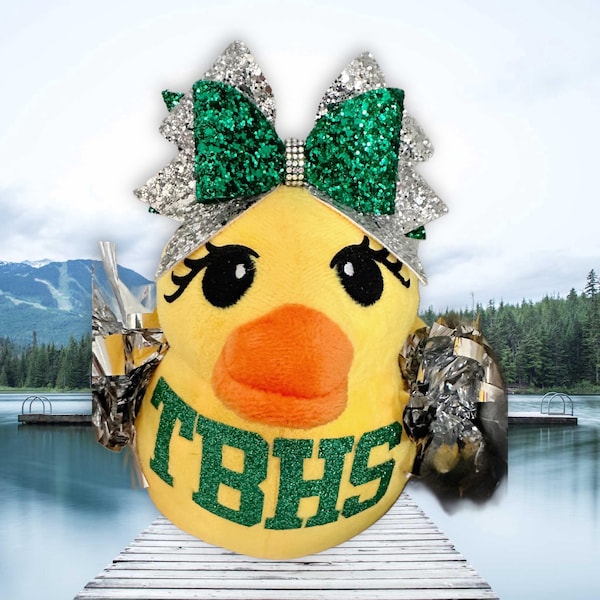 Customizable Plush Cheer Duck// Team Cheer Duck With Bow// Good Luck ...