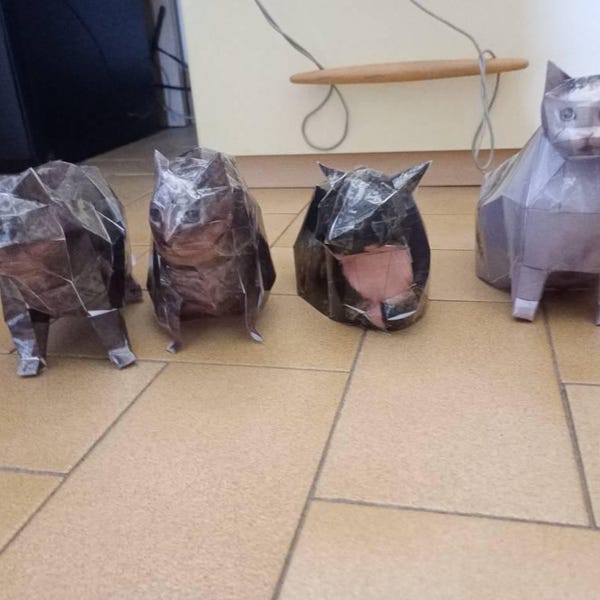 Mini Memes Cat X3 , Papercraft , Memes , Papercraft , PDF Template ...