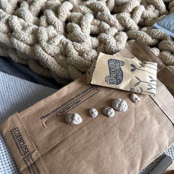 Unusual Gift - 5 Sprouting Seed Faces - Plantable Paper With Edible ...